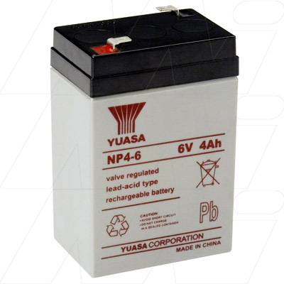 Yuasa NP4-6 (Y) - Sealed Lead Acid Battery Valve Regulated (AGM Type)